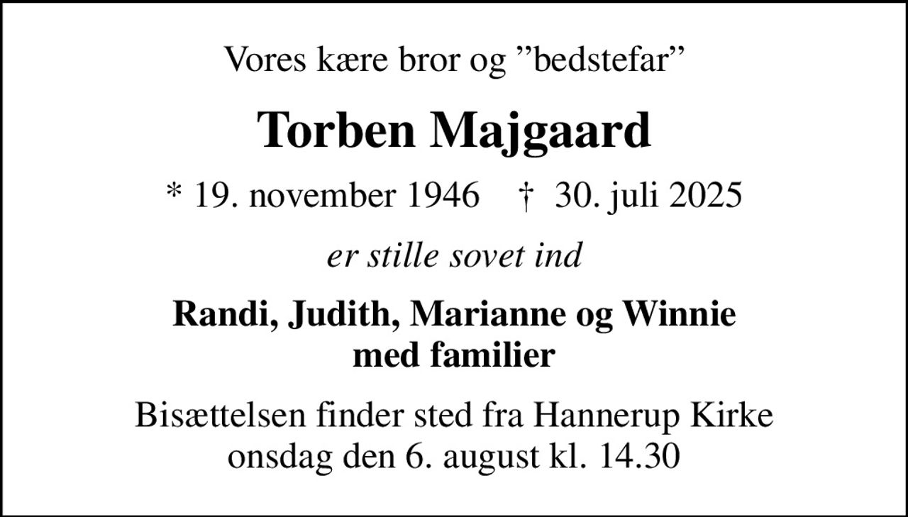 Torben Majgaard | Dødsannoncer i Danmark