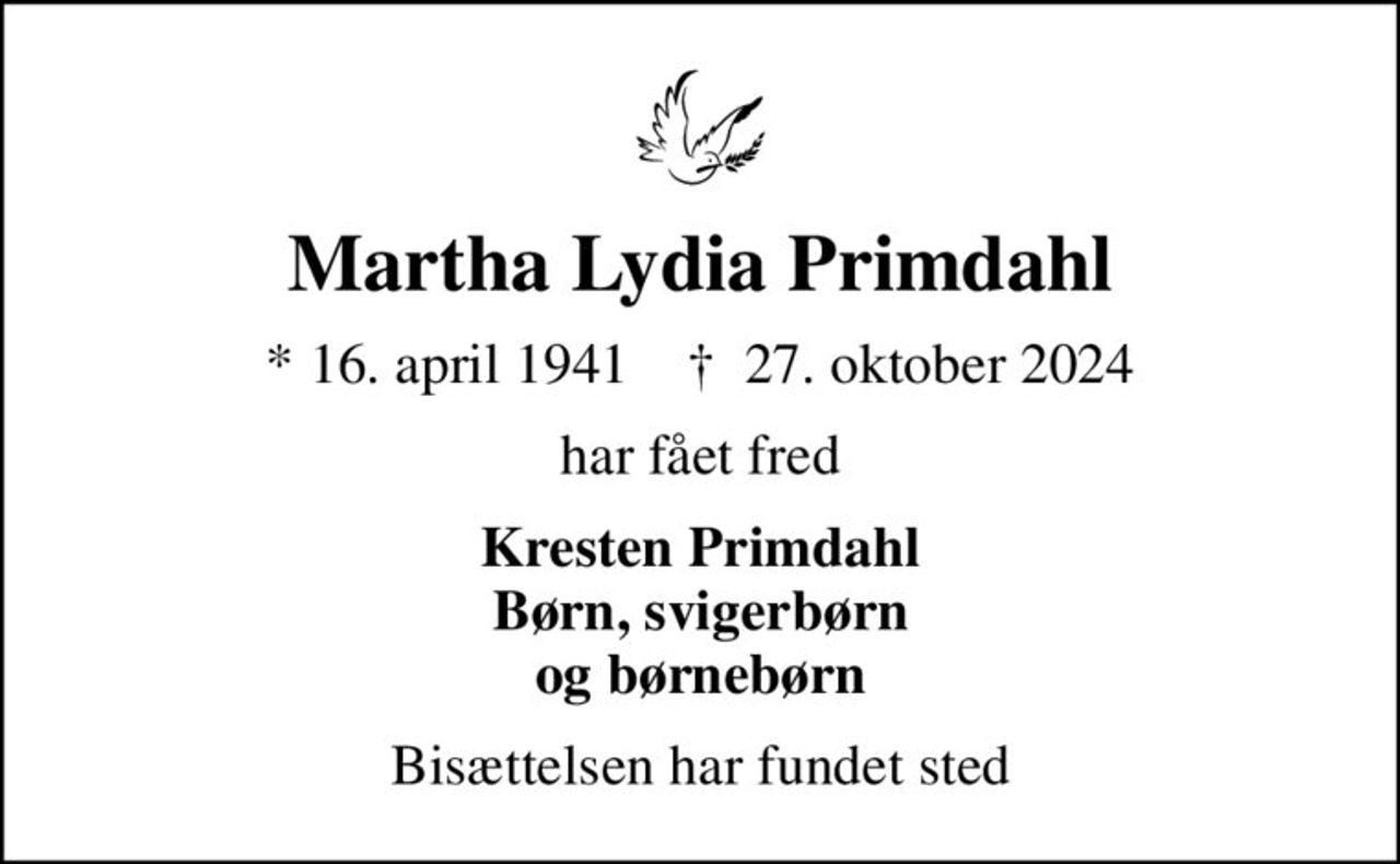 Martha Lydia Primdahl | Danmarks største medie for mindesider og ...