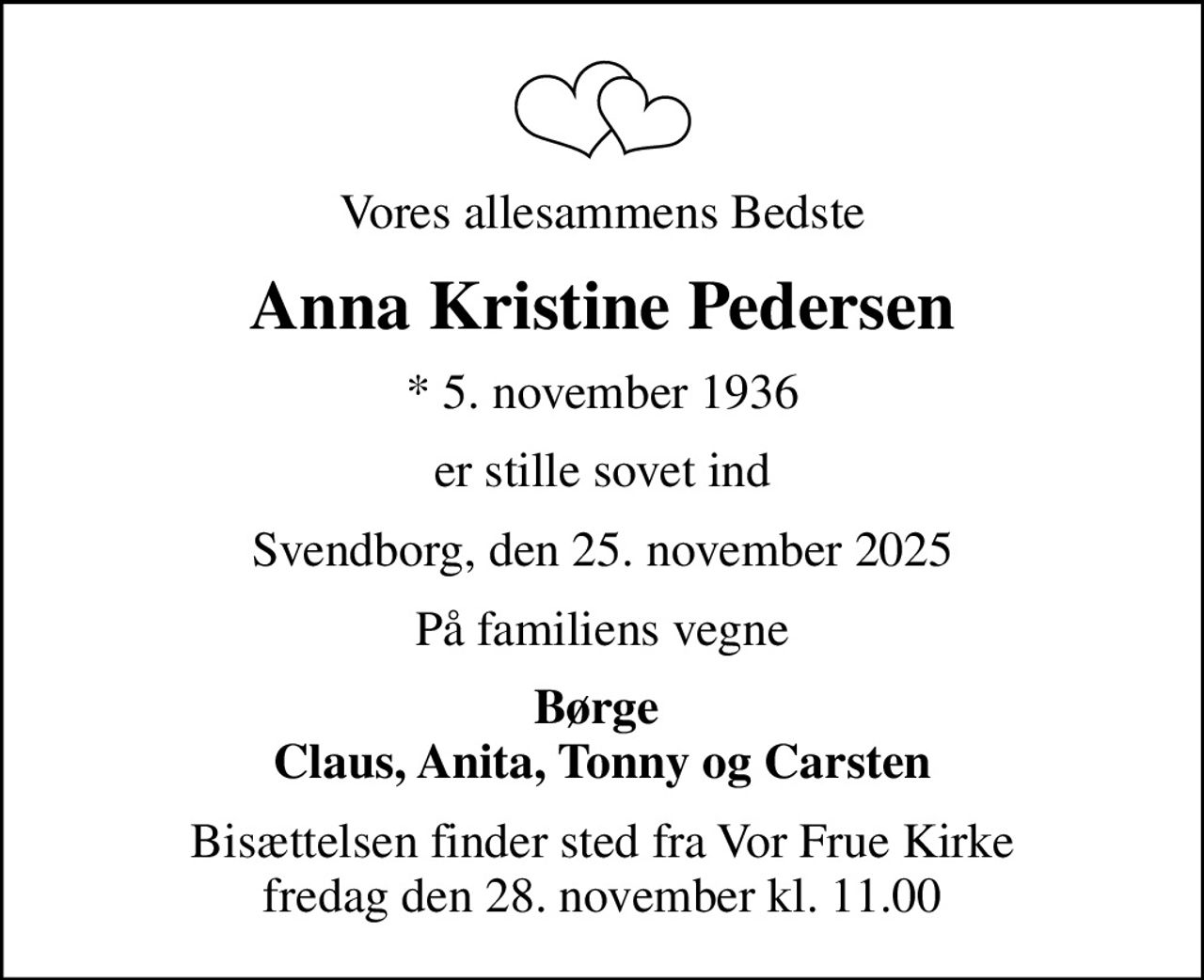 Anna Kristine Pedersen | Danmarks største medie for mindesider og ...