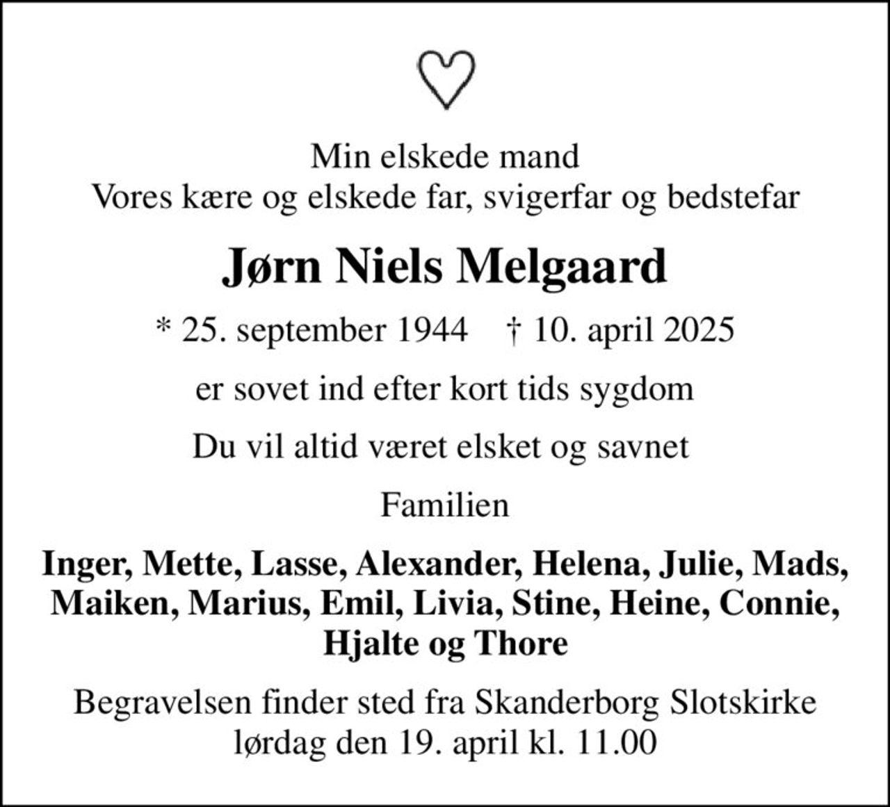 Jørn Niels Melgaard | Danmarks største medie for mindesider og dødsannoncer