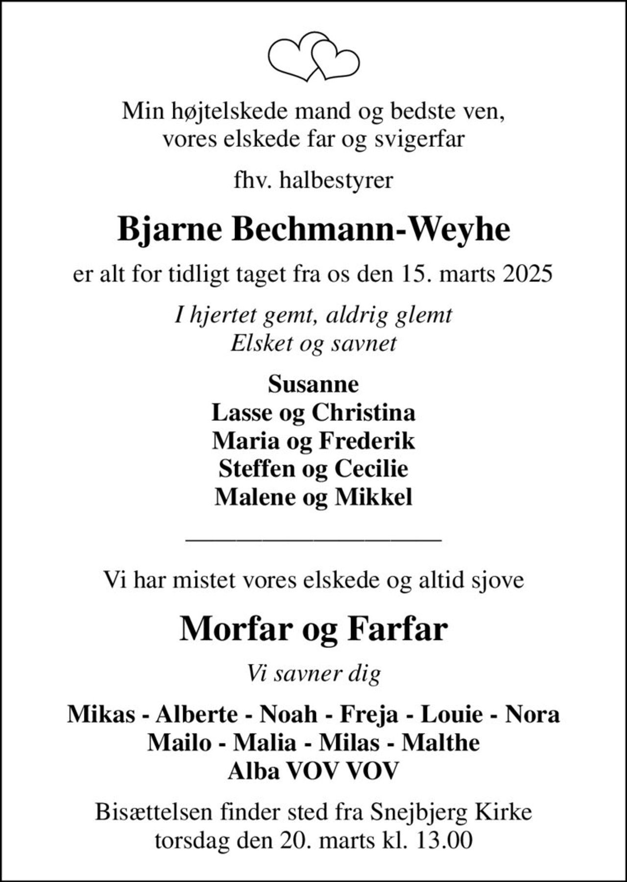 Bjarne Bechmann-Weyhe | Danmarks største medie for mindesider og ...