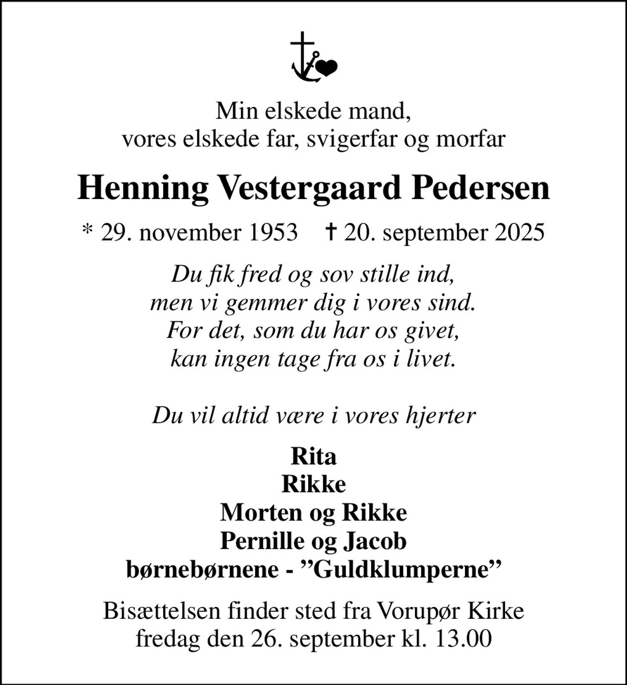 Henning Vestergaard Pedersen | Danmarks største medie for mindesider og ...