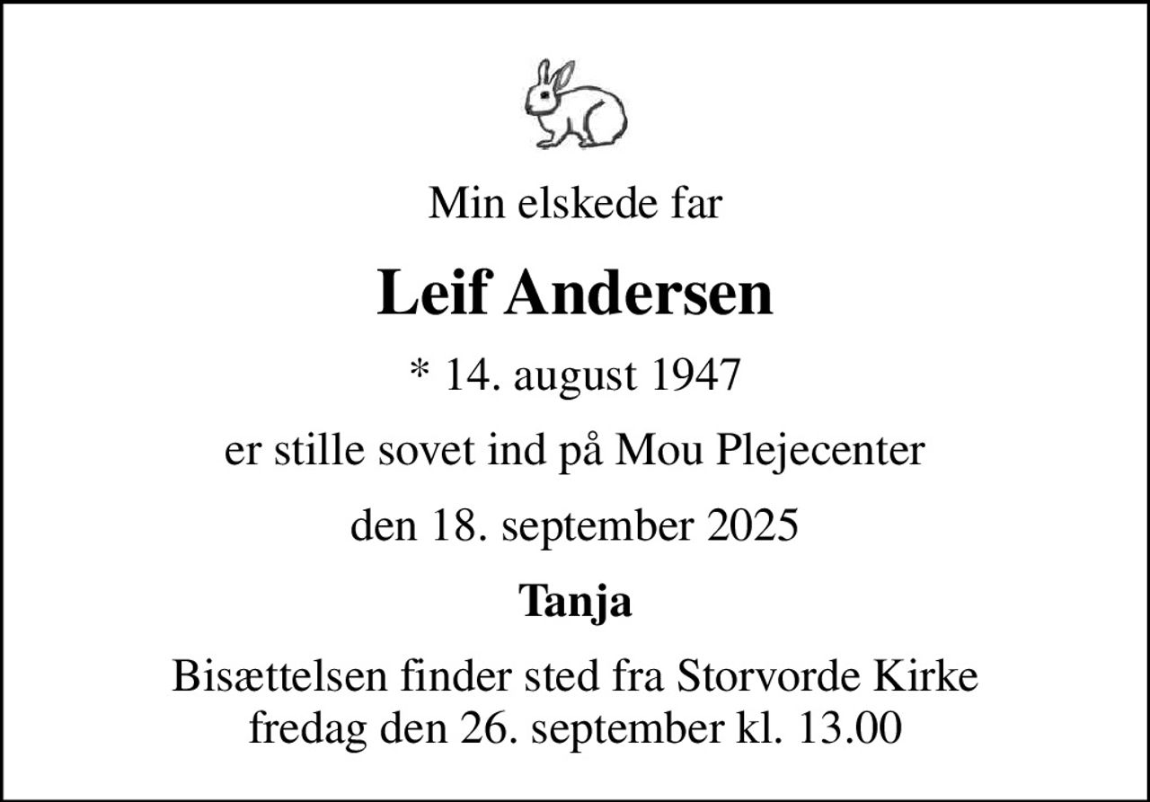 Leif Andersen | Danmarks største medie for mindesider og dødsannoncer