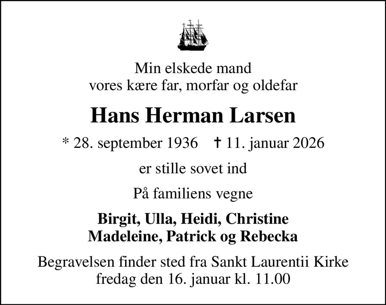 Hans Herman Larsen | Danmarks største medie for mindesider og dødsannoncer