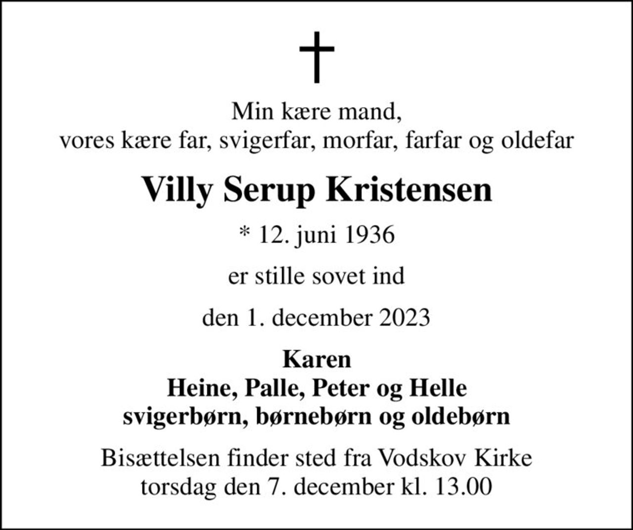Villy Serup Kristensen | Danmarks største medie for mindesider og ...