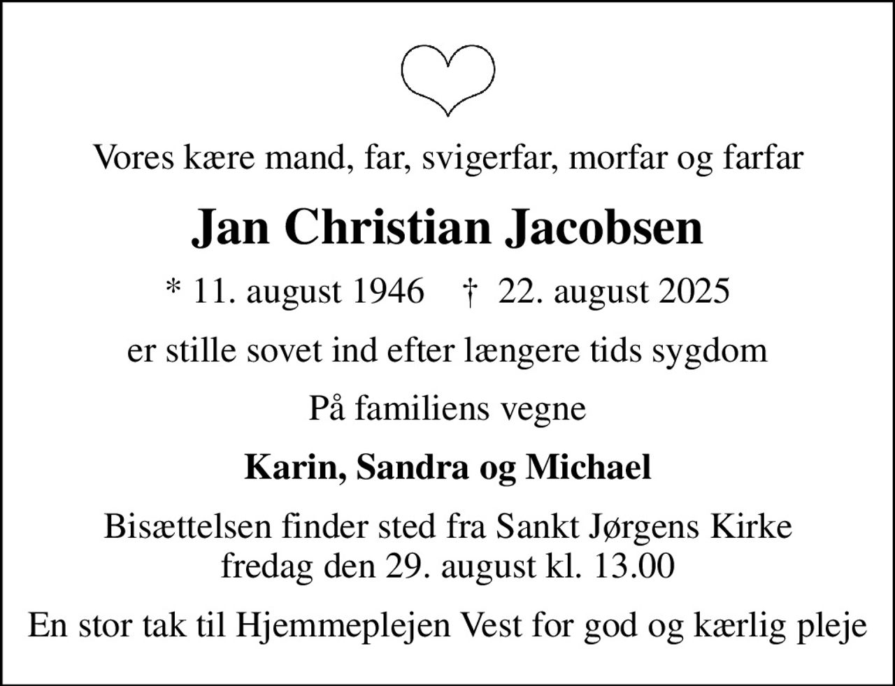 Jan Christian Jacobsen | Danmarks største medie for mindesider og ...