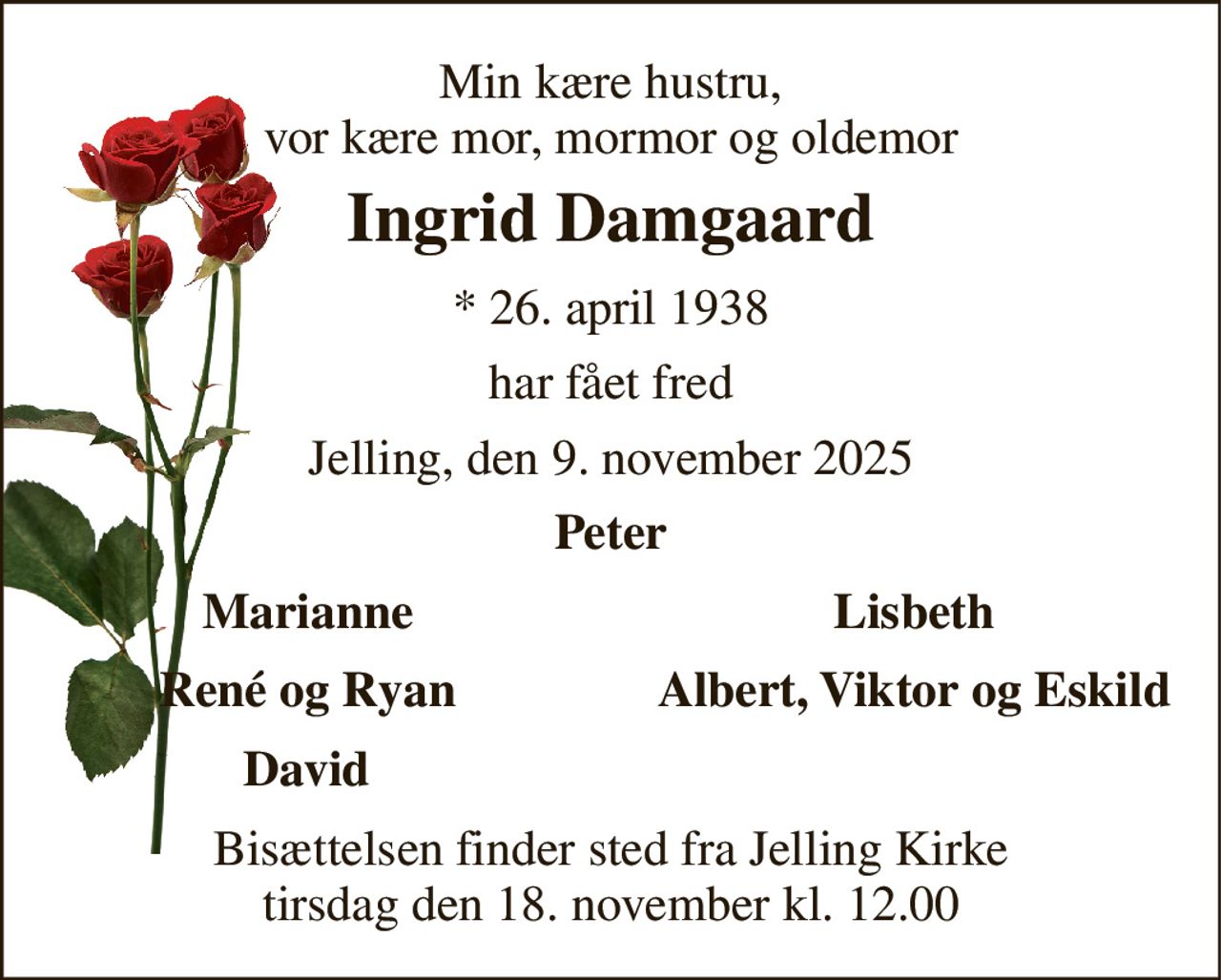 Ingrid Damgaard | Danmarks største medie for mindesider og dødsannoncer