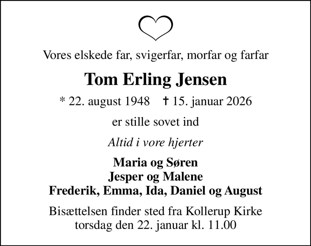 Tom Erling Jensen | Danmarks største medie for mindesider og dødsannoncer
