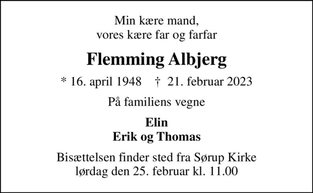 Flemming Albjerg | Danmarks største medie for mindesider og dødsannoncer