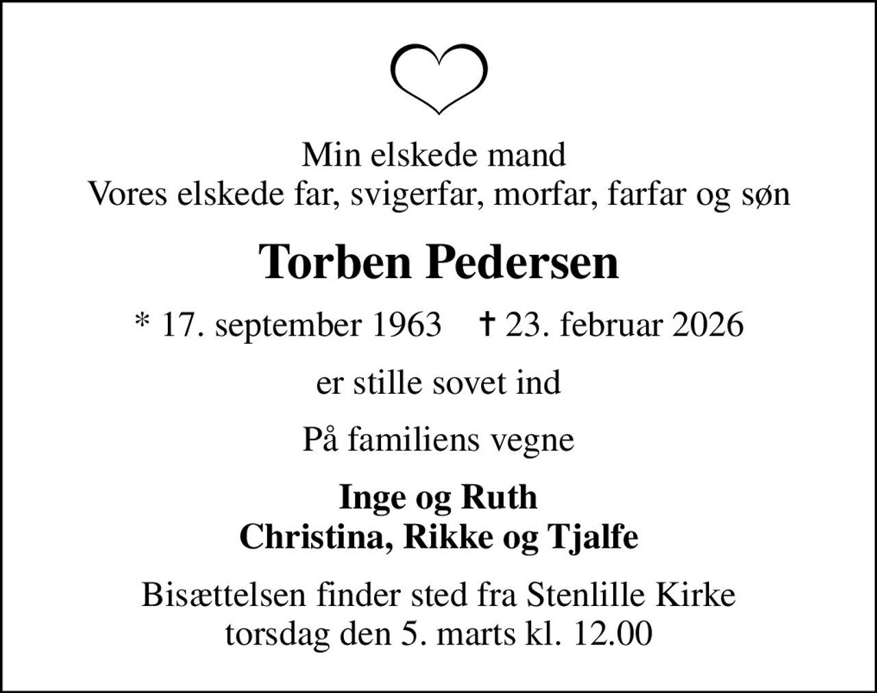 Torben Pedersen | Danmarks største medie for mindesider og dødsannoncer