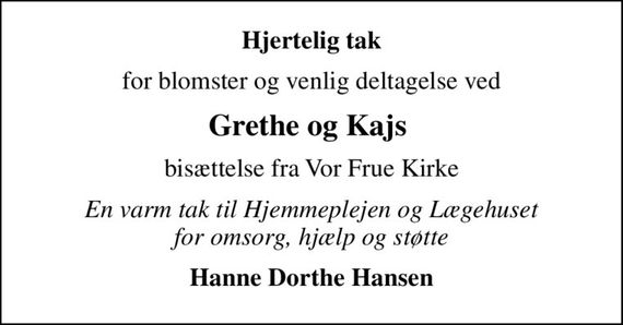 Grethe Irene Hansen | Dødsannoncer i Danmark