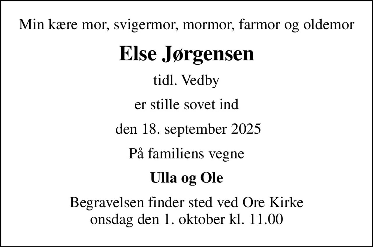 Else Marie Jørgensen | Dødsannoncer i Danmark