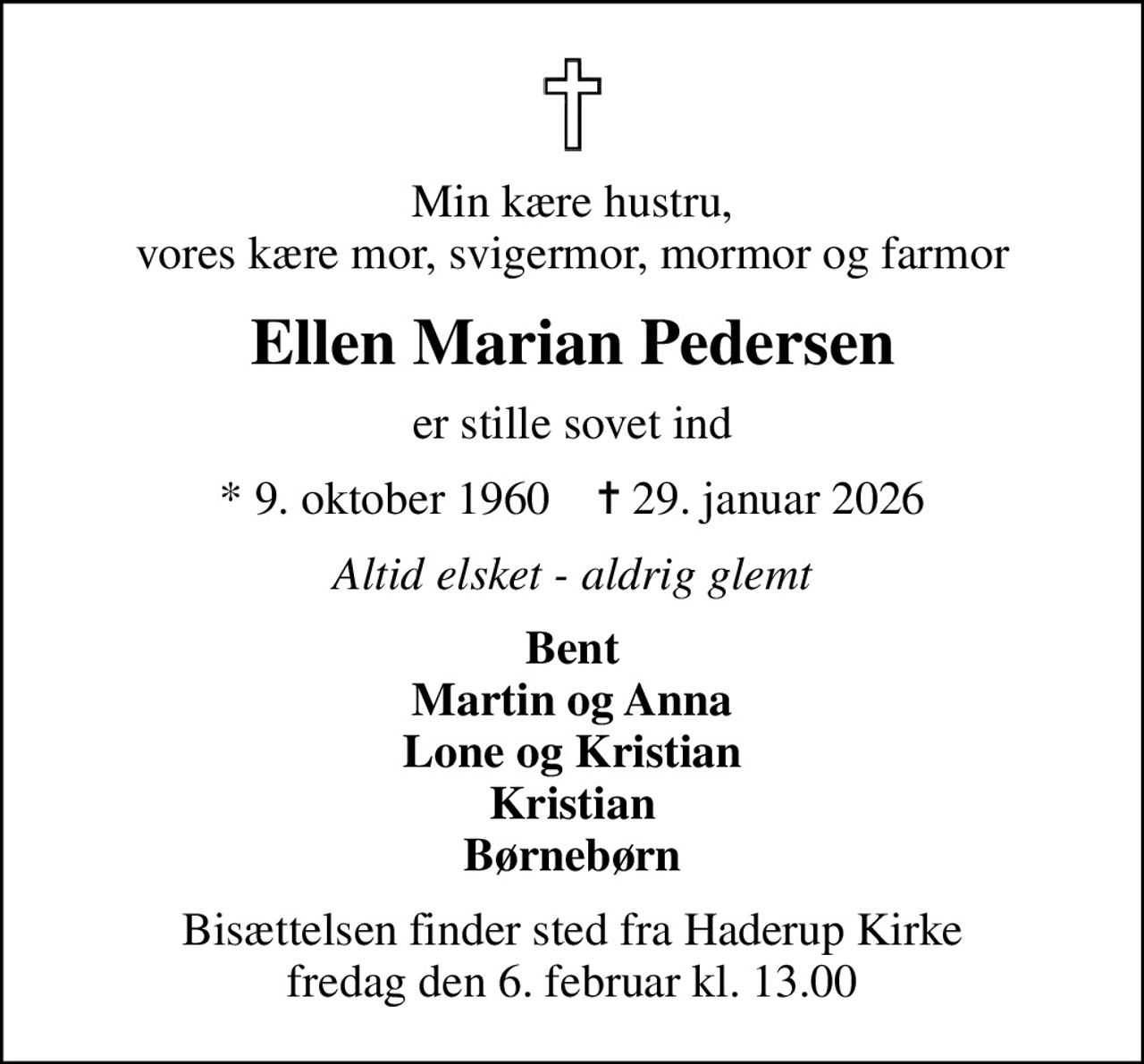 Ellen Marian Pedersen | Danmarks største medie for mindesider og ...