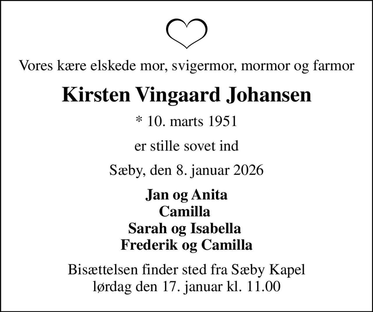 Kirsten Vingaard Johansen | Danmarks største medie for mindesider og ...