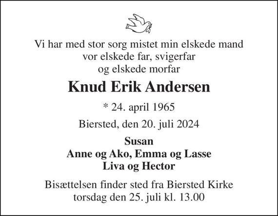 Knud Erik Andersen | Dødsannoncer i Danmark