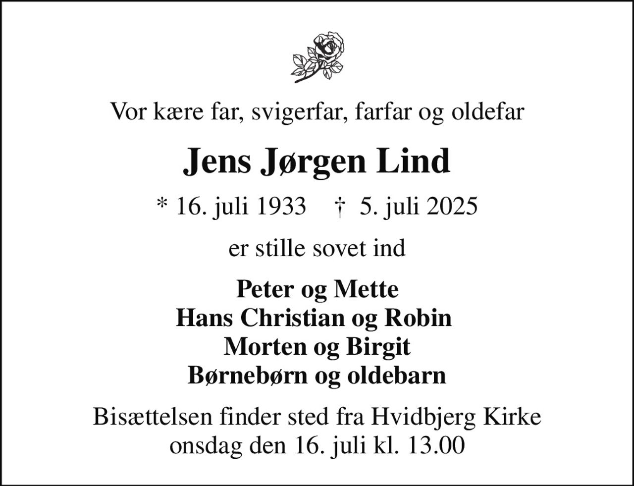 Jens Jørgen Lind | Danmarks største medie for mindesider og dødsannoncer