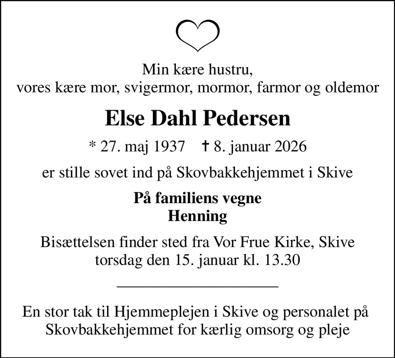 Else Dahl Pedersen | Danmarks største medie for mindesider og dødsannoncer