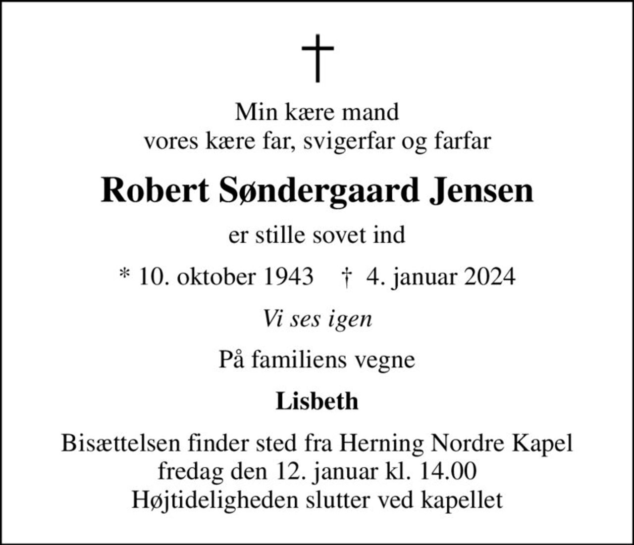 Robert Søndergaard Jensen | Dødsannoncer i Danmark