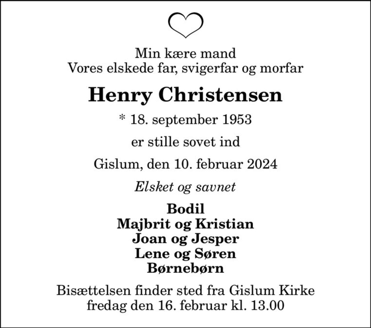 Henry Christensen | Danmarks største medie for mindesider og dødsannoncer