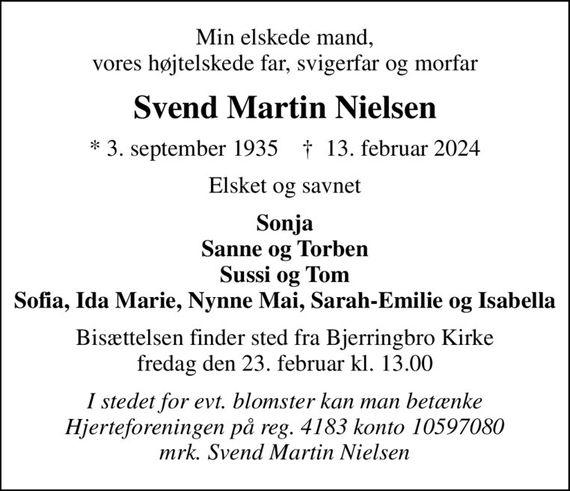 Svend Martin Nielsen | Dødsannoncer i Danmark