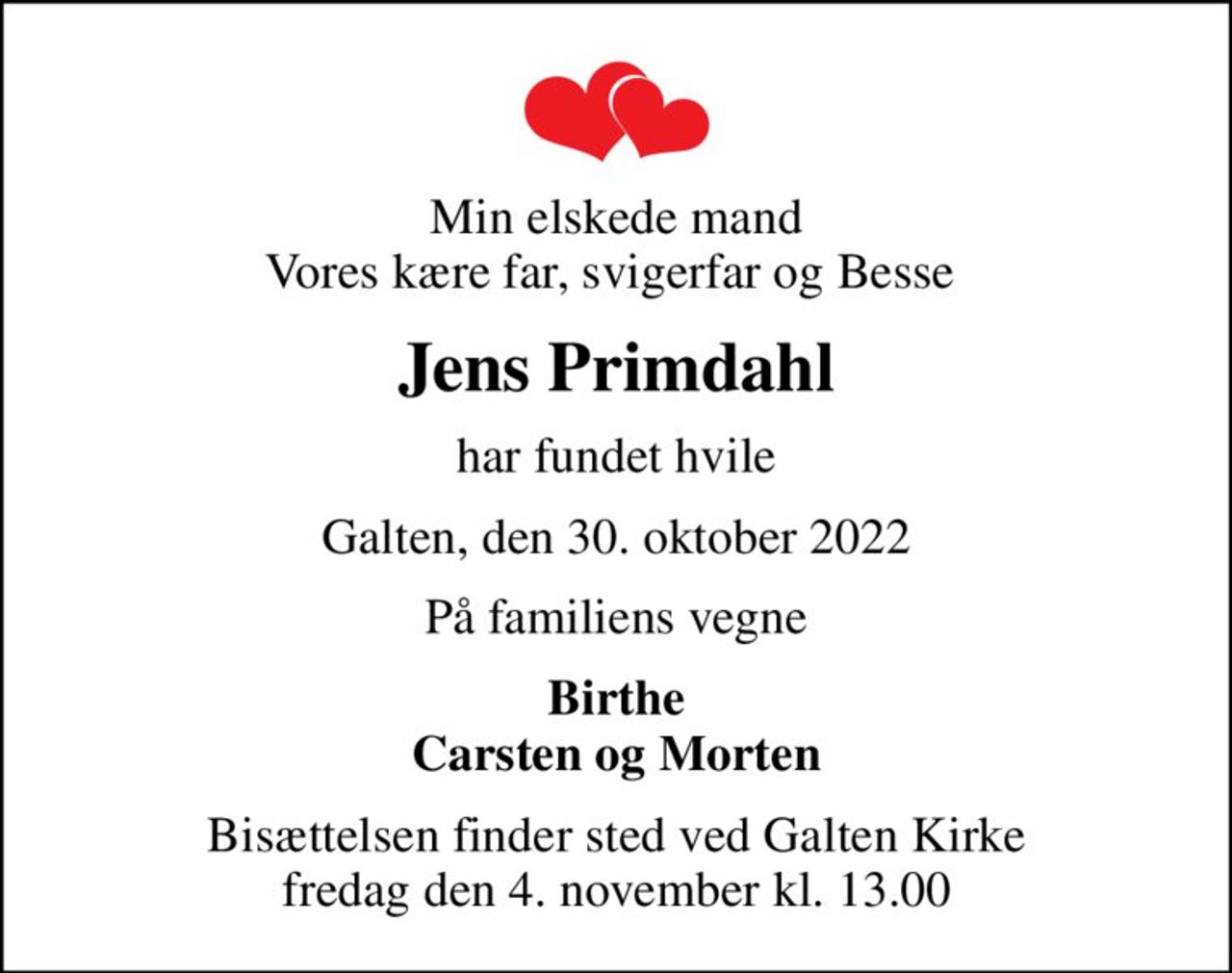 Jens Primdahl | Danmarks største medie for mindesider og dødsannoncer