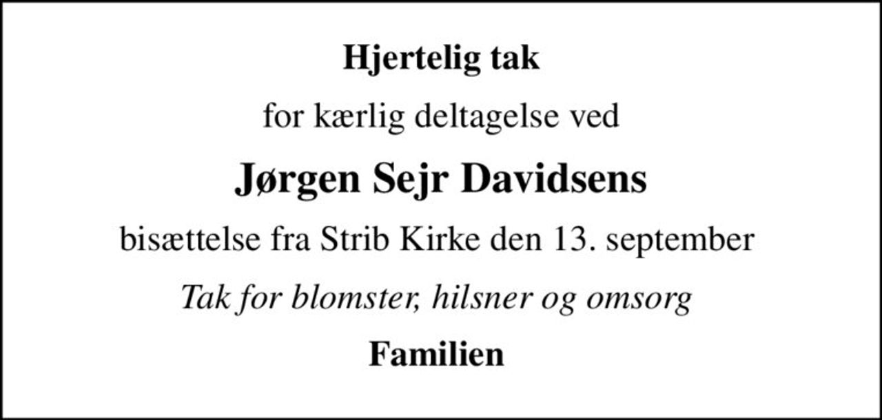 Jørgen Sejr Davidsen | Danmarks største medie for mindesider og ...