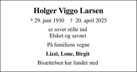Holger Viggo Larsen | Dødsannoncer i Danmark