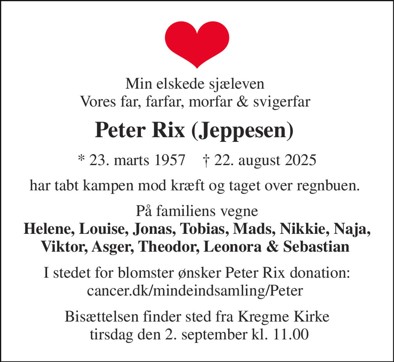 Peter Rix | Danmarks største medie for mindesider og dødsannoncer