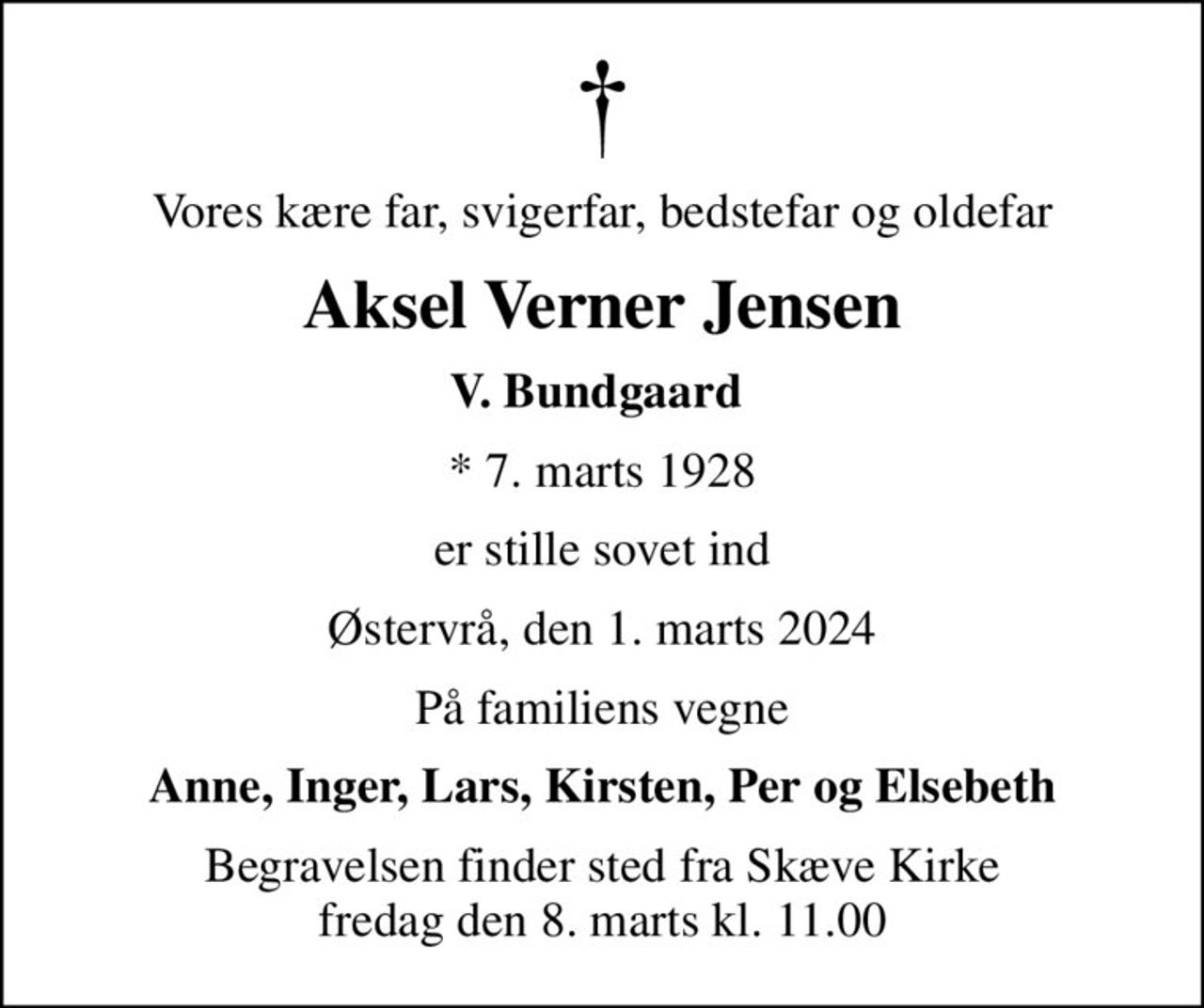 Aksel Verner Jensen | Danmarks største medie for mindesider og dødsannoncer