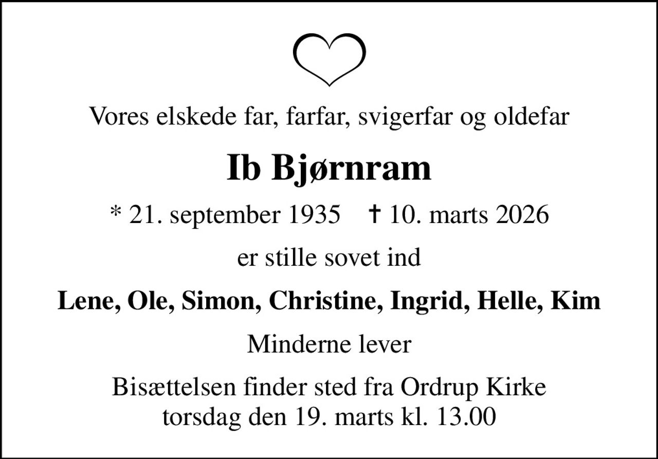 Ib Bjørnram | Danmarks største medie for mindesider og dødsannoncer