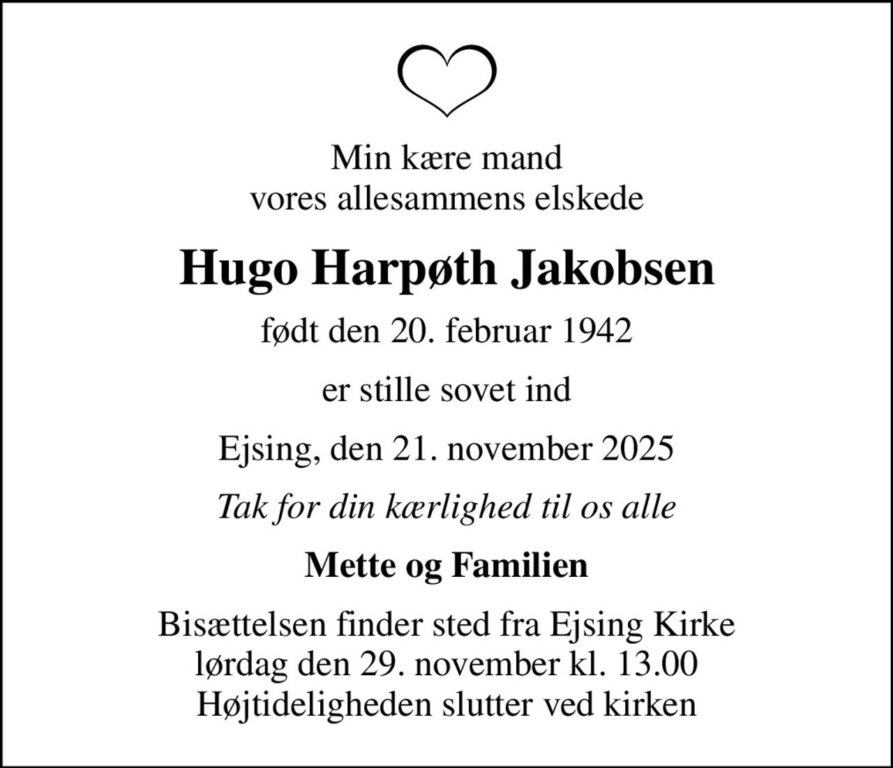 Hugo Harpøth Jakobsen | Danmarks største medie for mindesider og ...