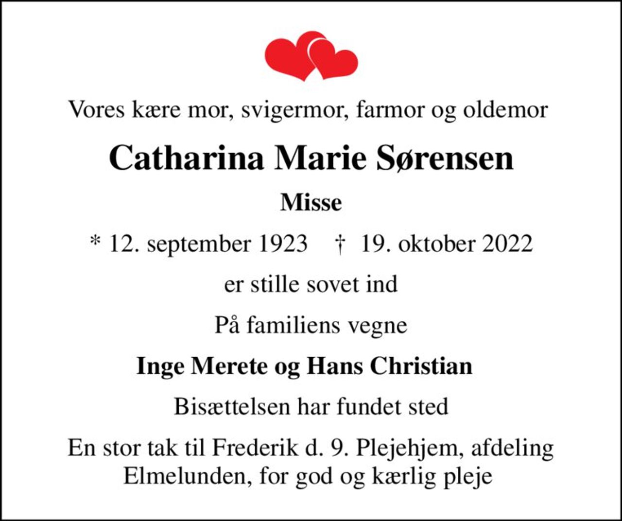 Catharina Marie Sørensen | Danmarks største medie for mindesider og ...