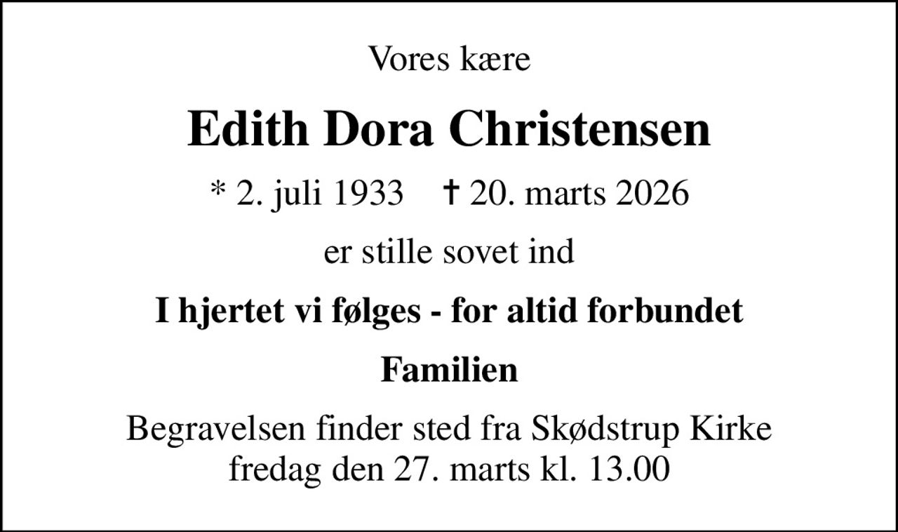 Edith Dora Christensen | Danmarks største medie for mindesider og ...