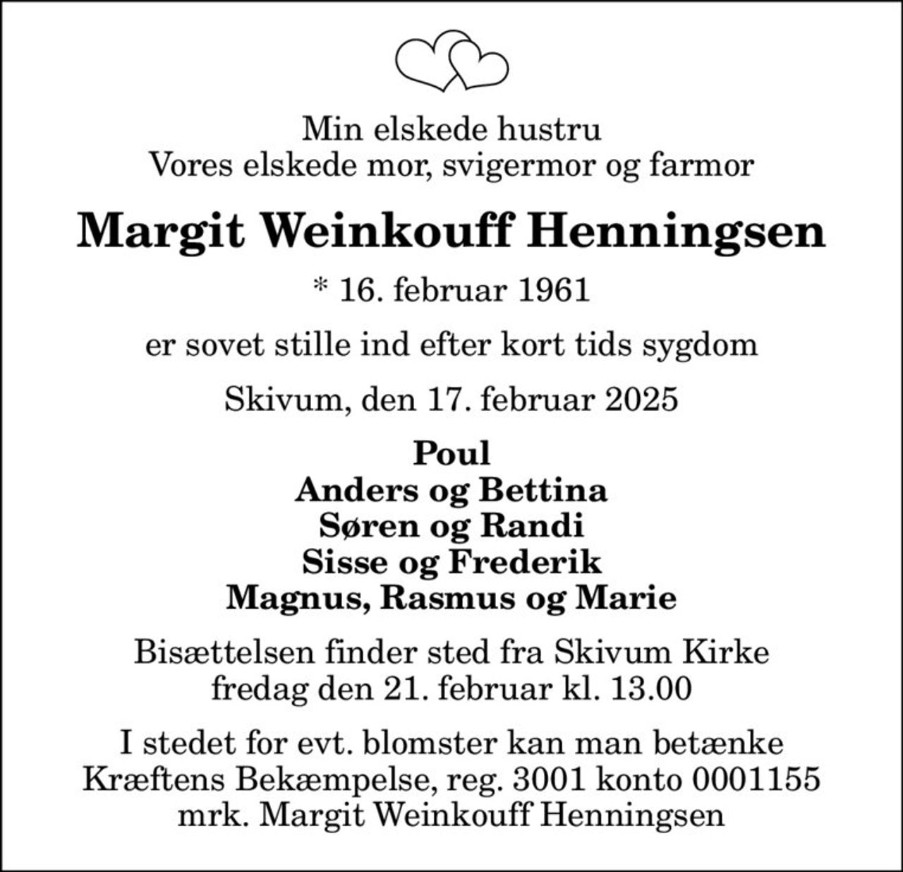 Margit Weinkouff Henningsen | Danmarks største medie for mindesider og ...