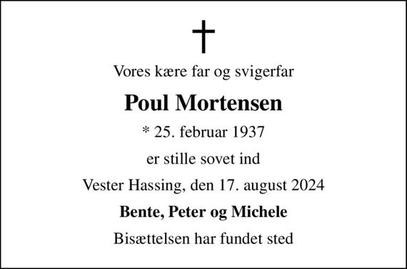 Poul Erling Mortensen | Dødsannoncer i Danmark