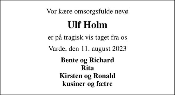 Ulf Christian Holm | Dødsannoncer i Danmark