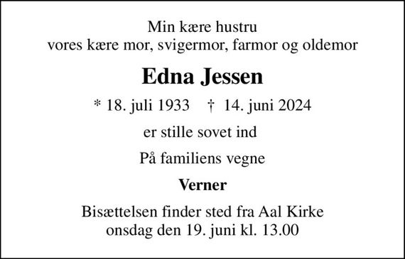 Edna Jessen | Dødsannoncer i Danmark