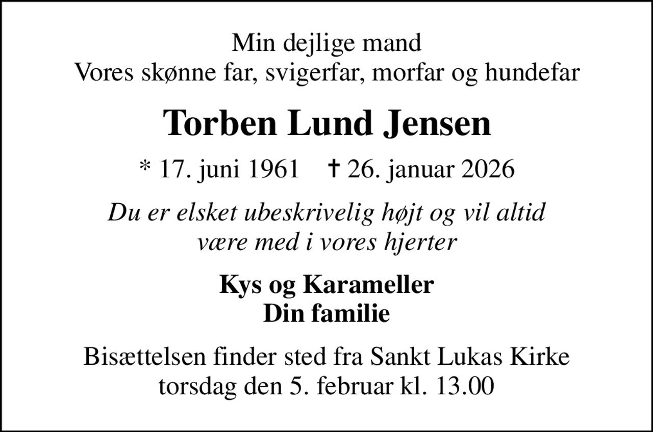 Torben Lund Jensen | Danmarks største medie for mindesider og dødsannoncer