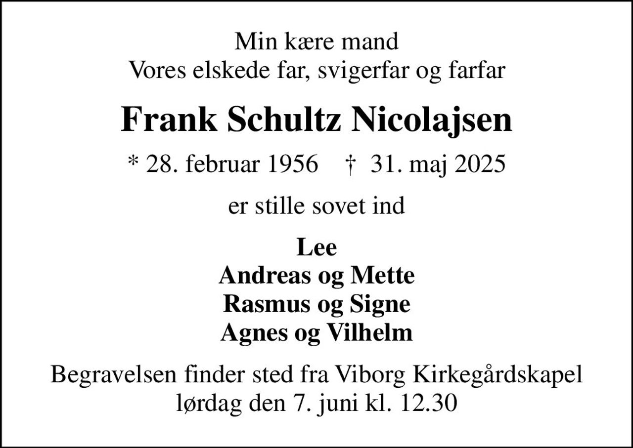 Frank Schultz Nicolajsen | Danmarks største medie for mindesider og ...