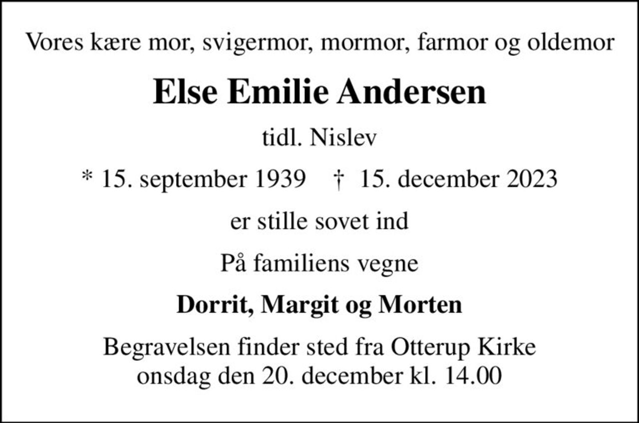 Else Emilie Andersen | Danmarks største medie for mindesider og ...
