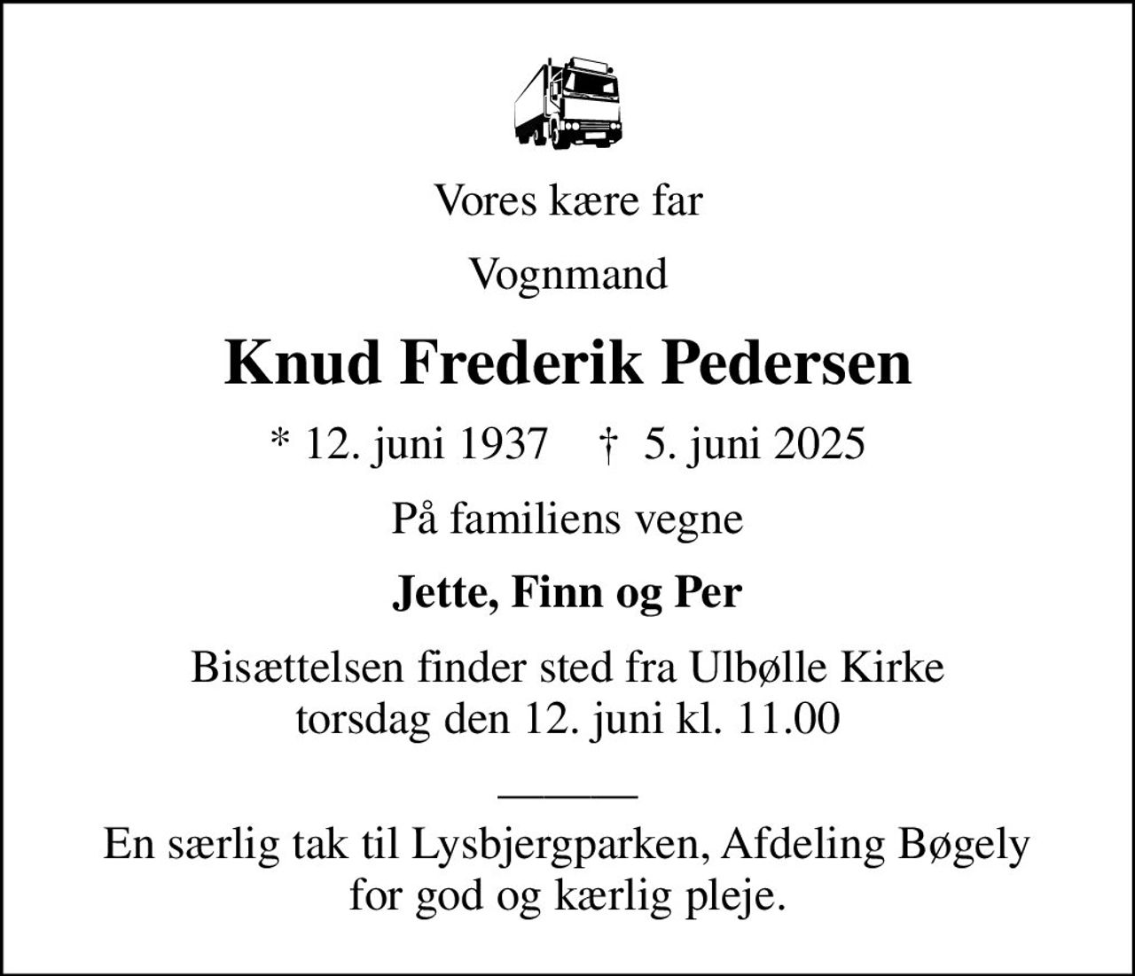 Knud Frederik Pedersen | Dødsannoncer i Danmark