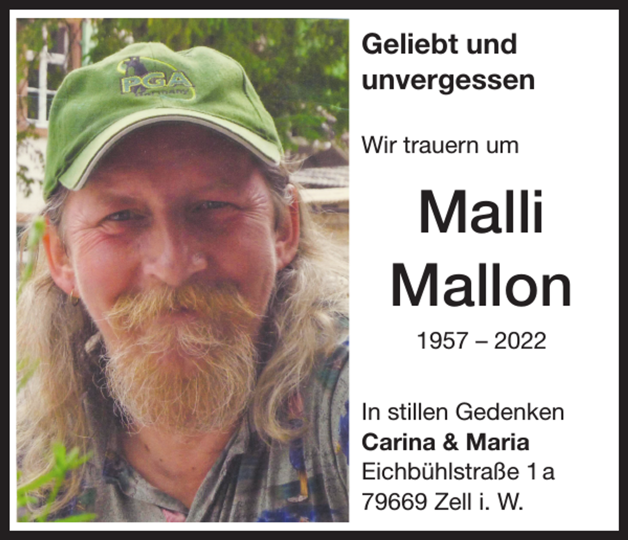 Malli Mallon | Traueranzeigen, Nachrufe & Danksagungen auf BZtrauer.de