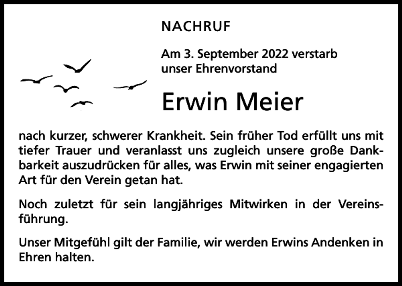 Erwin Meier | Traueranzeigen, Nachrufe & Danksagungen auf BZtrauer.de