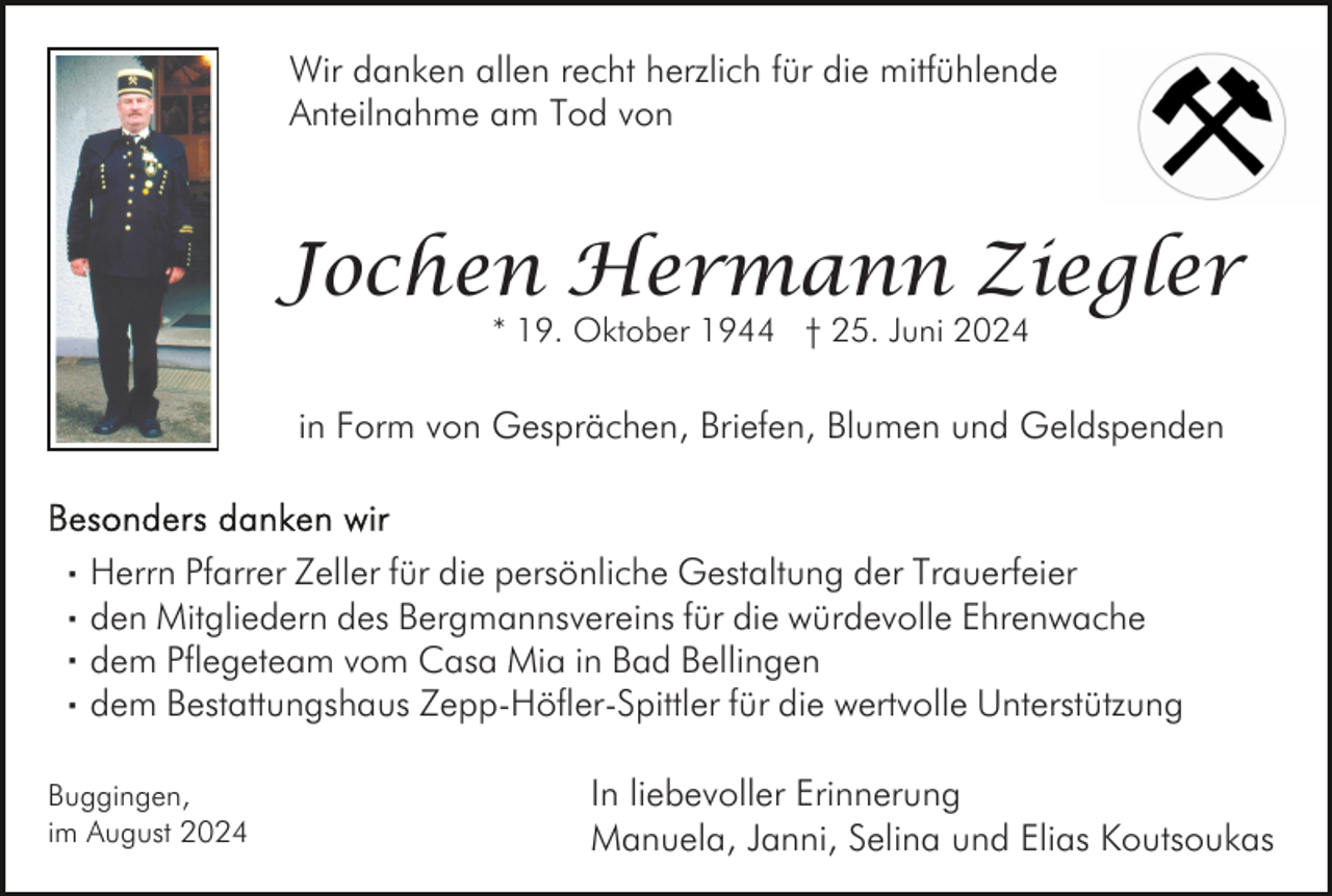 Jochen Hermann Ziegler | Traueranzeigen, Nachrufe & Danksagungen auf ...