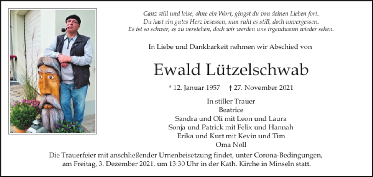 Ewald Lützelschwab | Traueranzeigen, Nachrufe & Danksagungen auf ...