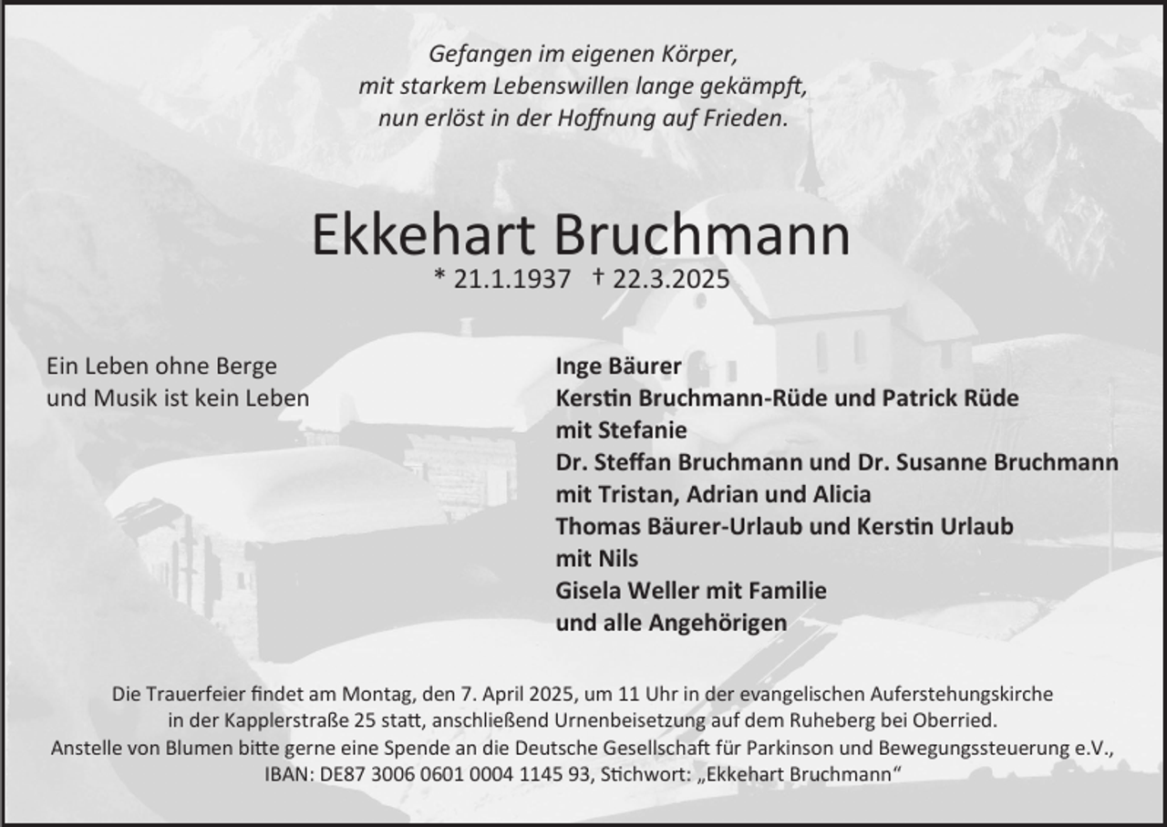 Ekkehart Bruchmann | Traueranzeigen, Nachrufe & Danksagungen auf ...