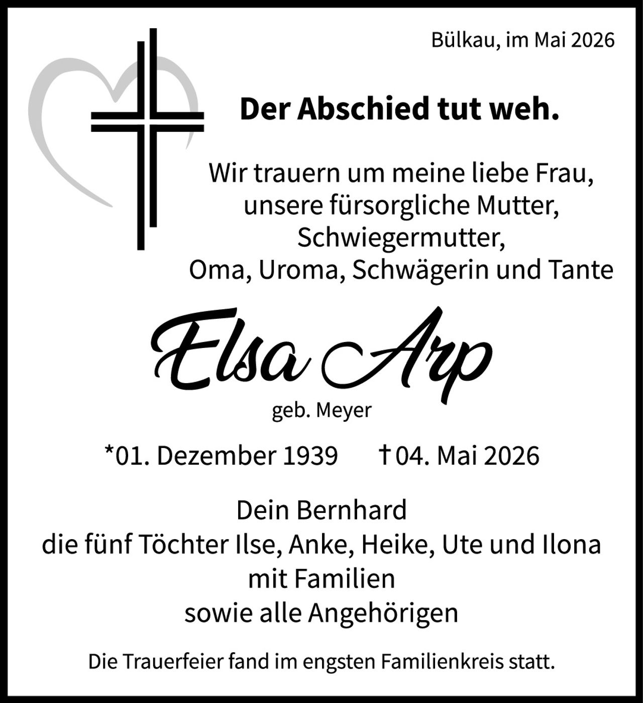 Elsa Arp | Nach Familienanzeigen suchen - Nachrufe, Traueranzeigen ...