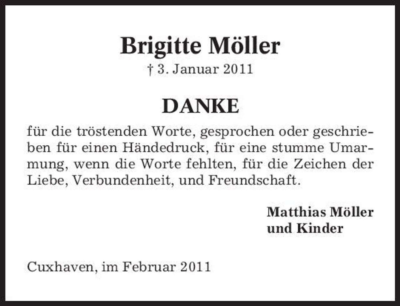 Brigitte Möller | Nach Familienanzeigen suchen - Nachrufe ...